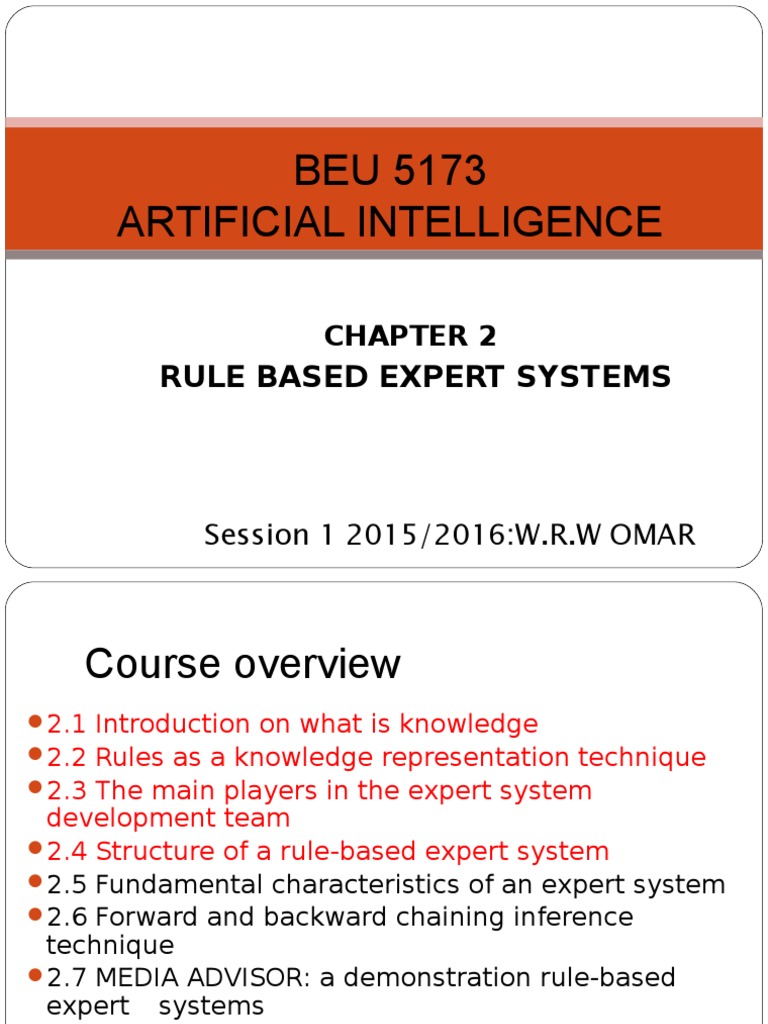 BEU 5173 Artificial Intelligence: Rule Based Expert Systems | PDF | Expert | System