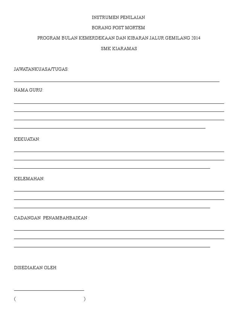 Borang Post Mortem Dokumentasi | PDF | Karier & Perkembangan