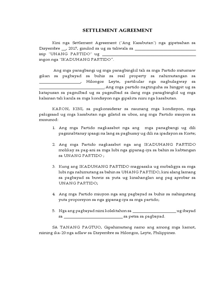 Settlement Agreement | PDF