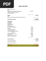 Daily Takings Sheet Template | PDF | Float (Money Supply) | Money