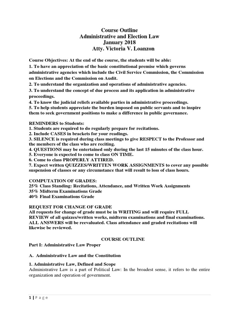 Course Outline AEL | Download Free PDF | Administrative Law | Suffrage
