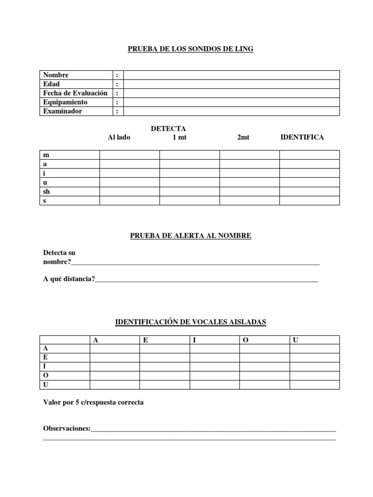 Evaluación de Sonidos Lingüísticos | PDF