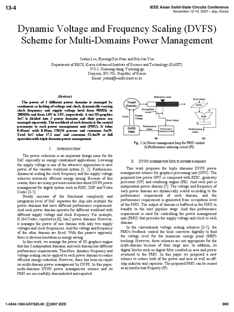 Dynamic Voltage and Frequency Scaling (DVFS) Scheme For Multi-Domains Power Management | PDF ...