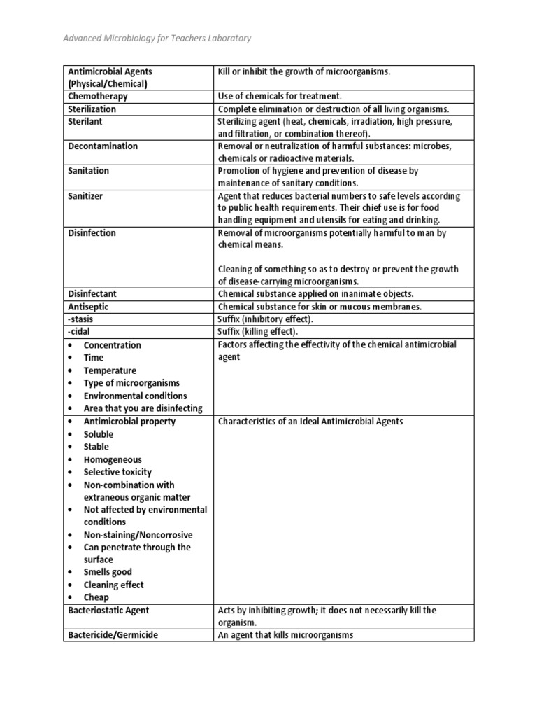 Microbiology Laboratory Reviewer | PDF | Growth Medium | Disinfectant