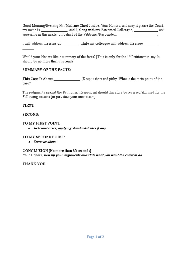 Sample Roadmap For Moot Court | PDF | Judge | Lawsuit