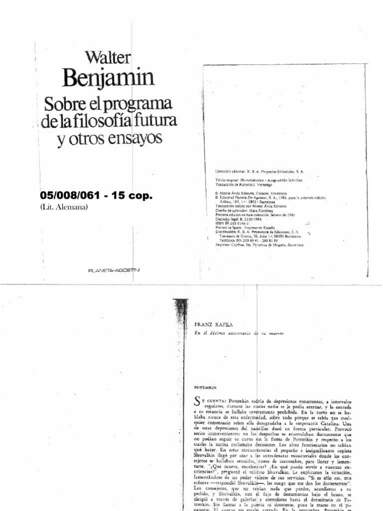 BENJAMIN - Franz Kafka. en El Décimo Aniversario de Su Muerte | PDF