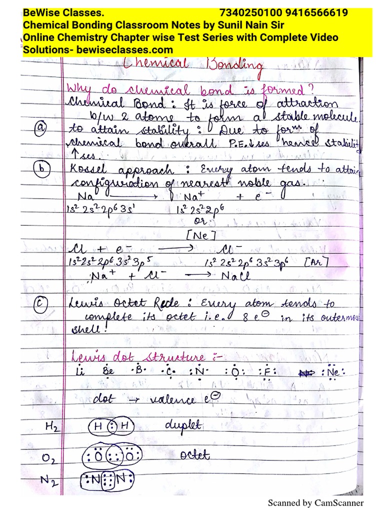 Chemical Bonding Notes BeWIse Classes | PDF | Natural Sciences | Nature