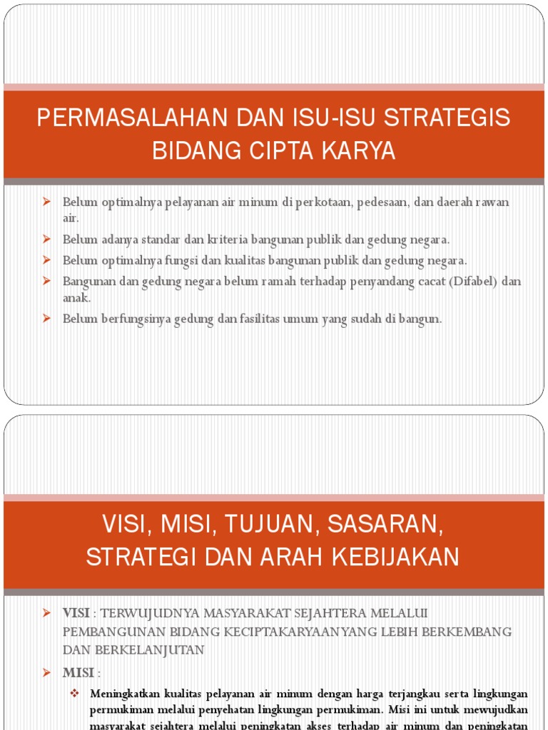 Permasalahan Dan Isu Isu Strategis Bidang Cipta Karya 