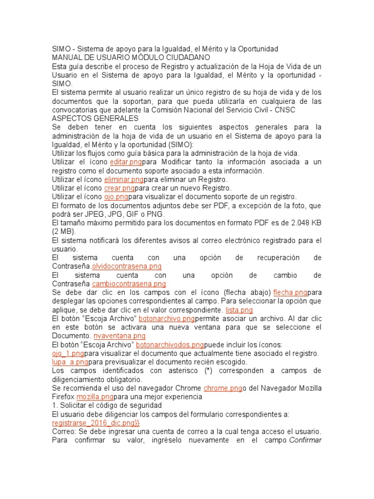 Guía de Registro en el Sistema SIMO | PDF | Point and Click | Contraseña