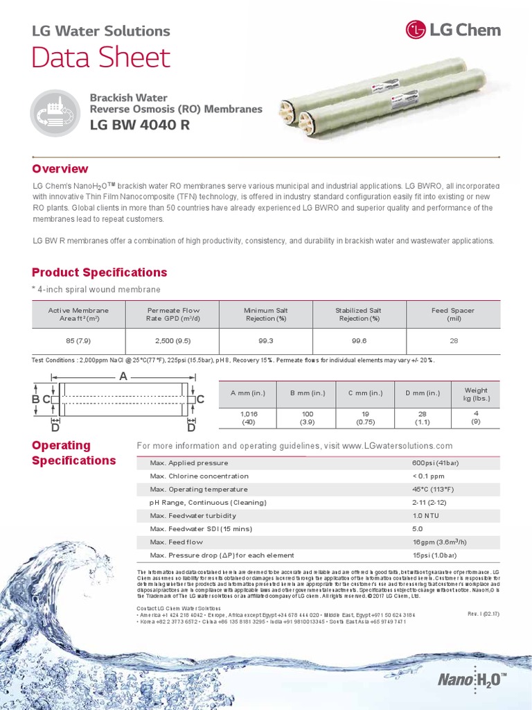 Membrane LG BW 4040R | PDF | Membrane | Liquids