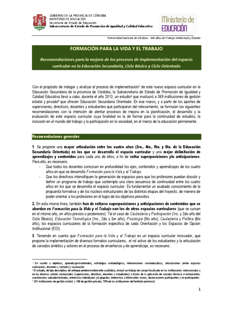 Recomendaciones FVT | PDF | Maestros | Evaluación