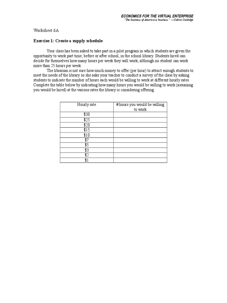 Worksheet 6 | PDF | Economic Surplus | Economic Equilibrium