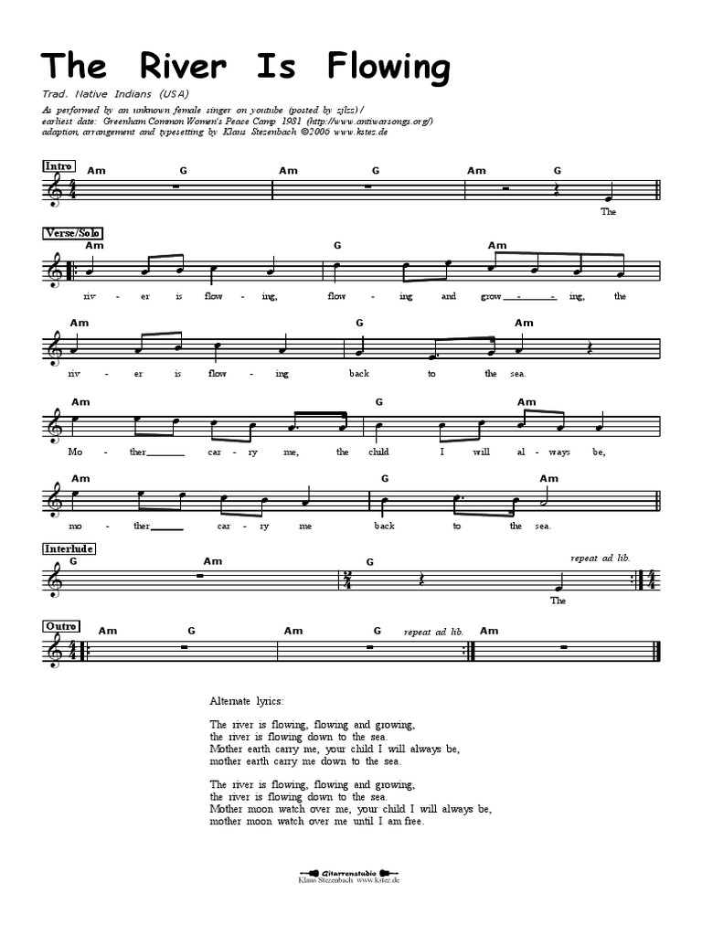 River Is Flowing The USA-Indians | PDF | Songs | Music Theory