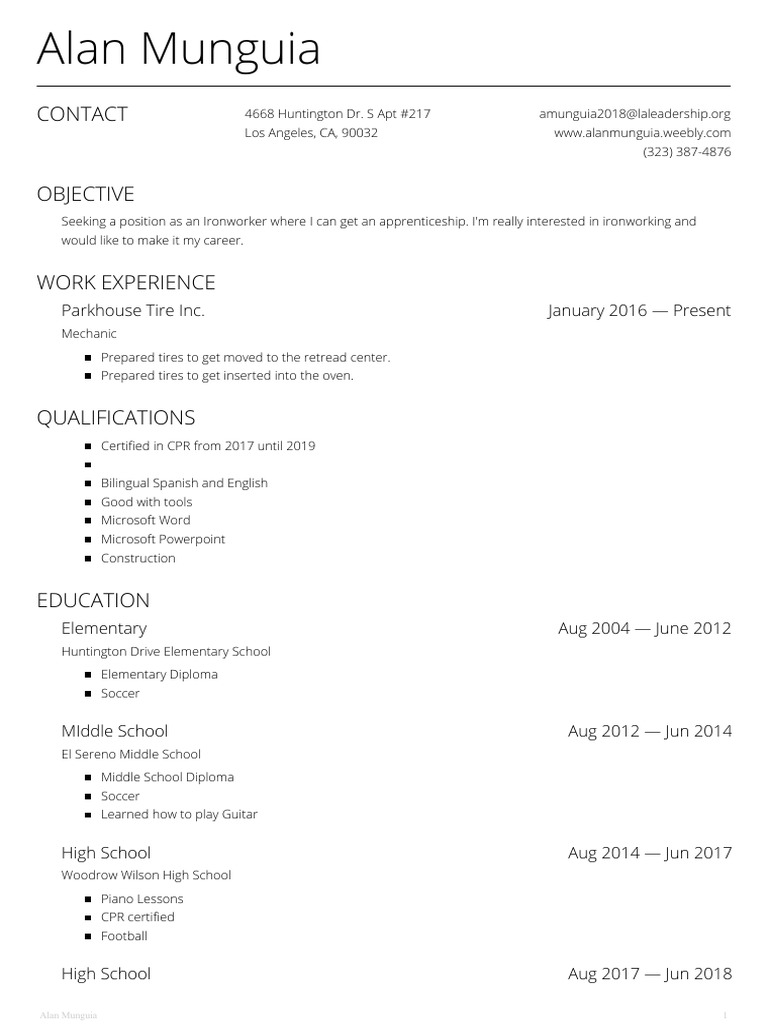 Sample CV | PDF | Sports | Further Education