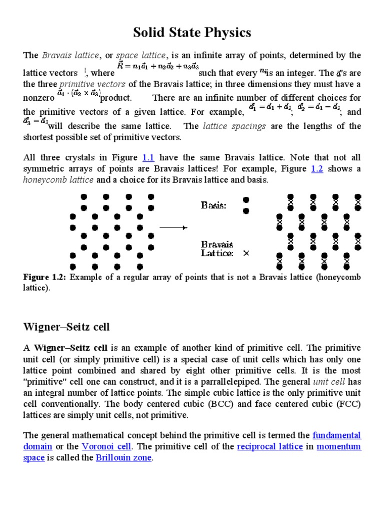 Solid State Physics Notes Pdf Crystal Structure Biophysics