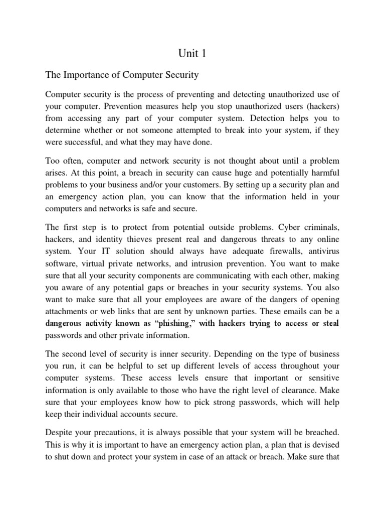 Unit 1: The Importance of Computer Security | PDF | Security Hacker | White Hat (Computer Security)