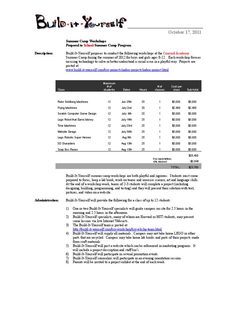 Biy Summer Camp Proposal Template | PDF | Internet | Software