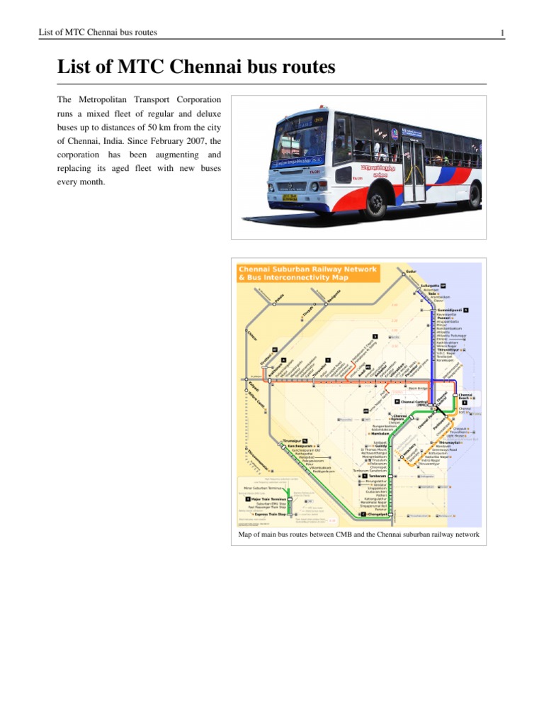 MTC Chennai Bus Routes Map | PDF