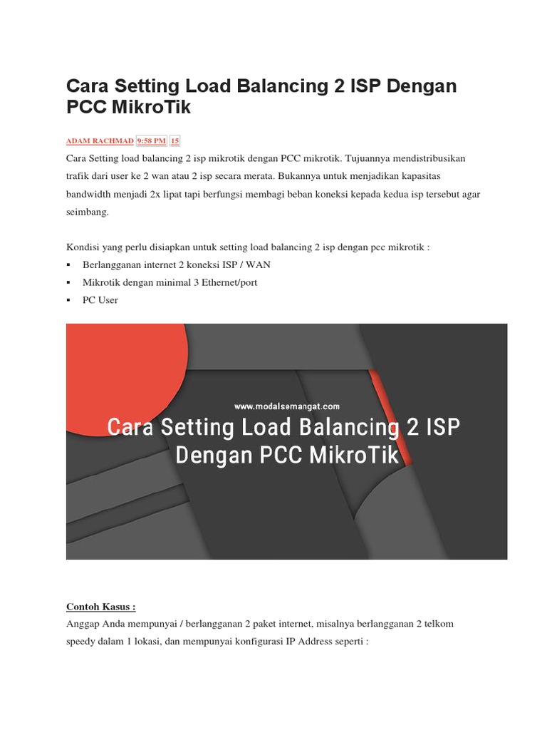 Cara Setting Load Balancing 2 ISP Dengan PCC MikroTik | PDF | Sains & Matematika | Komputer