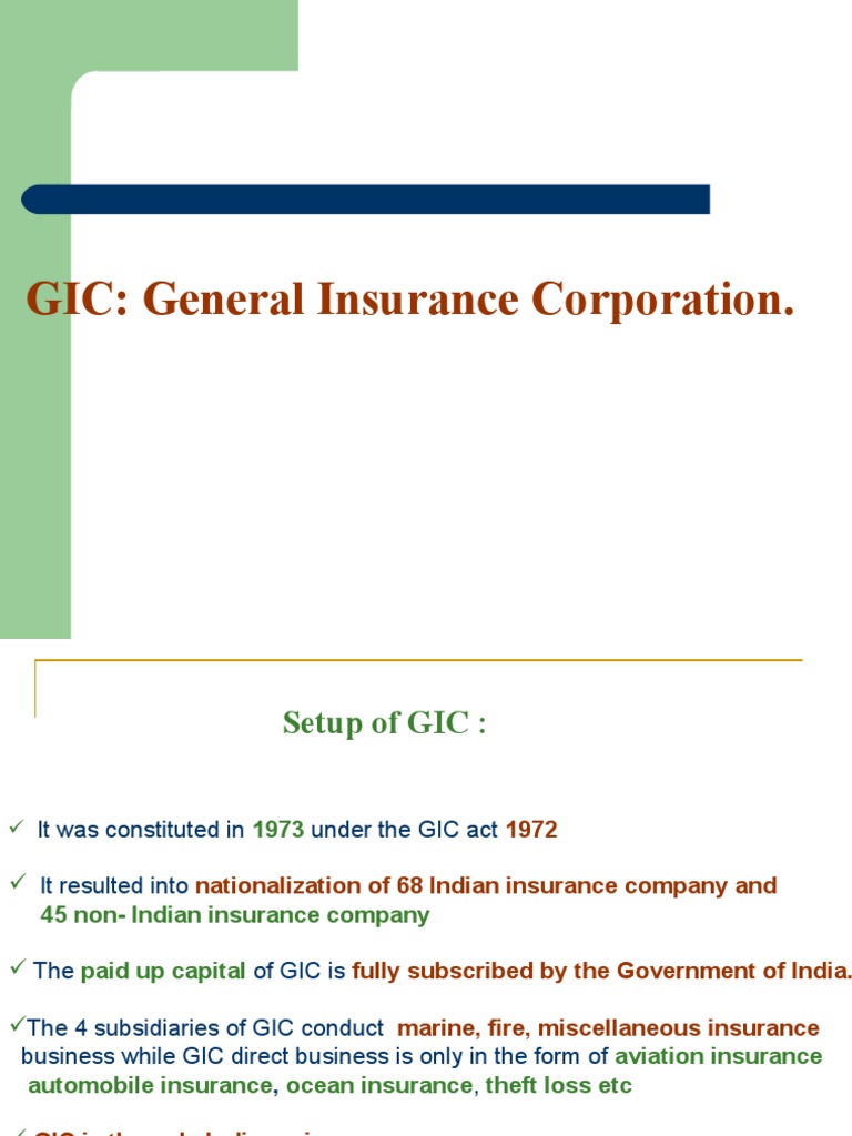 GIC: General Insurance Corporation | PDF | Insurance | Vehicle Insurance