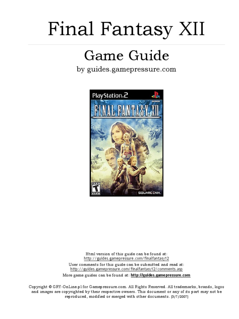 Final Fantasy XII Game Guide | PDF | Leisure | Armed Conflict