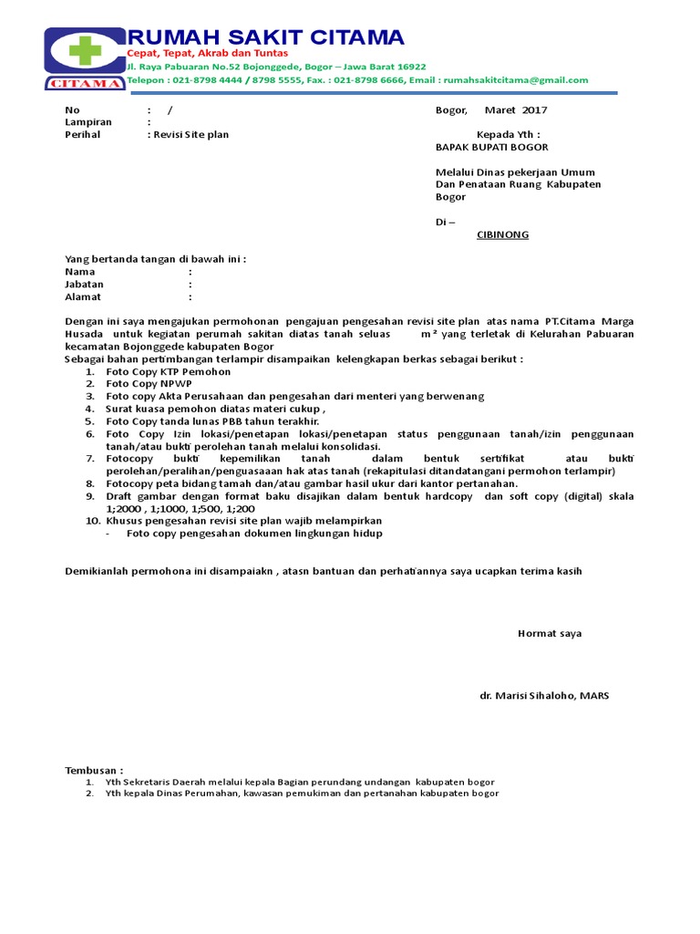 Surat Permohonan Site Plan | PDF