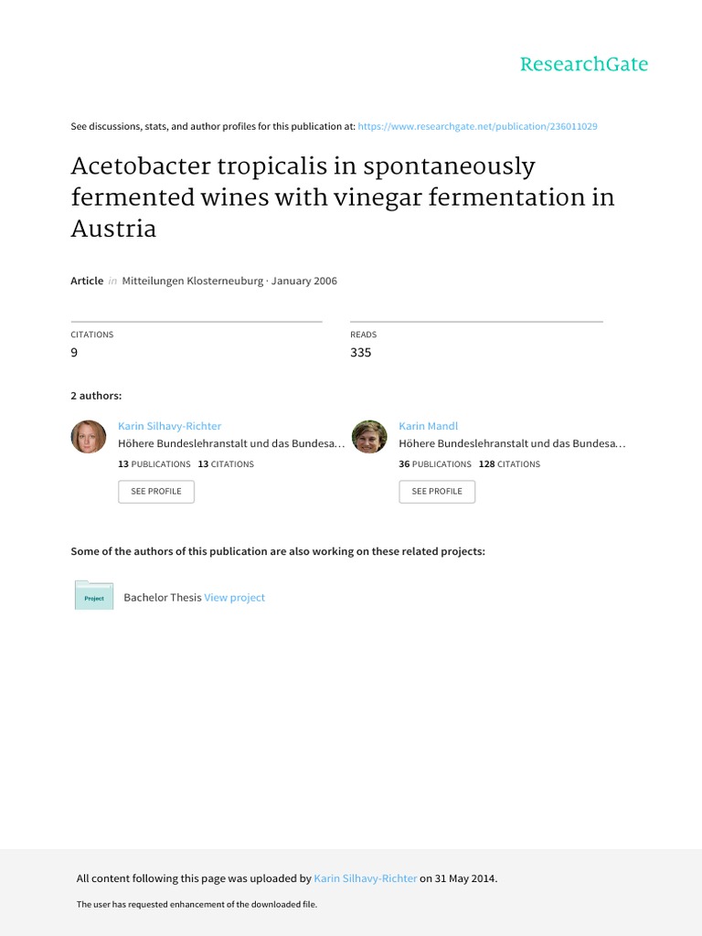 Acetobacter Tropicalis in Spontaneously Fermented Wines With Vinegar ...