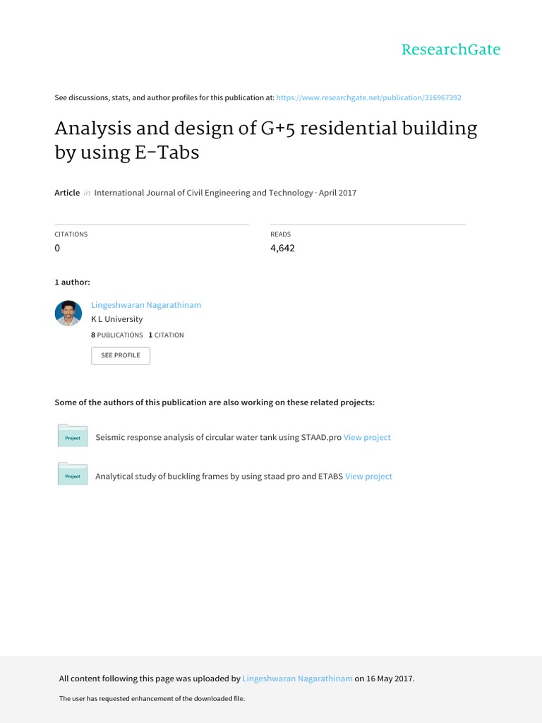 Analysis and Design of G+5 Residential Building by Using E-Tabs | PDF ...