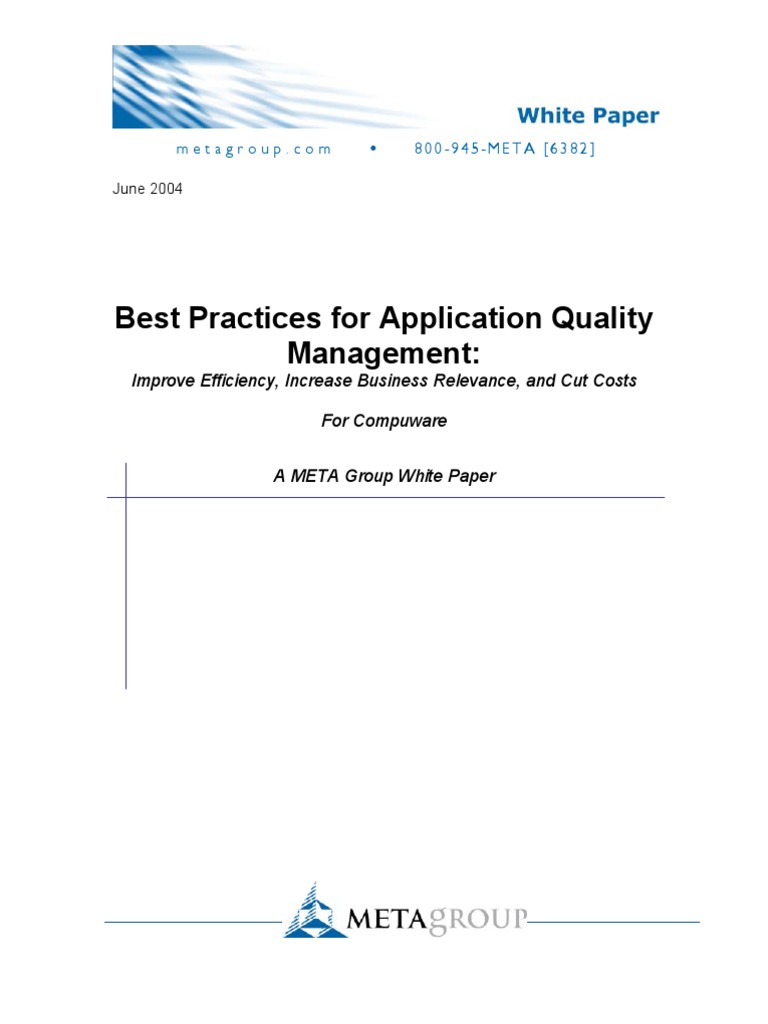Best Practices For Application Quality Management | PDF | Risk | Business