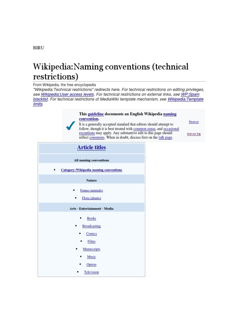 Wikipedia:Naming Conventions (Technical Restrictions) : Article Titles ...