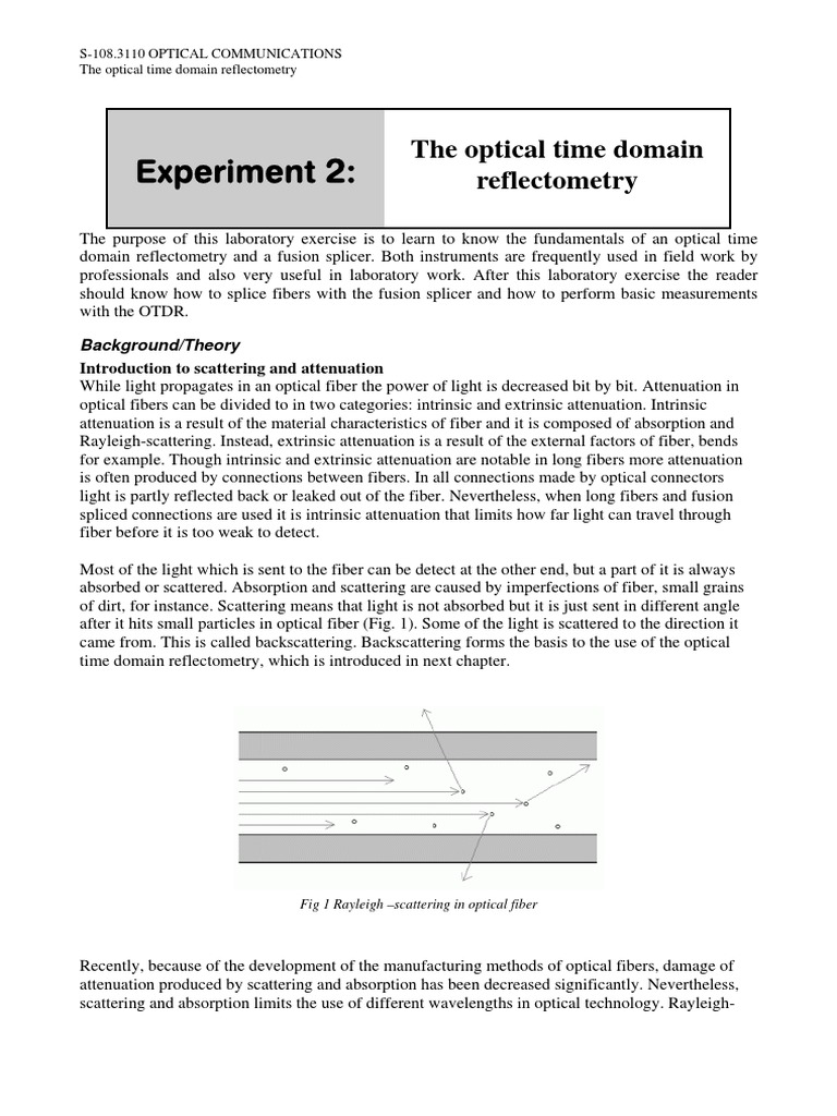 Experiment:: The Optical Time Domain Reflectometry | PDF | Attenuation ...