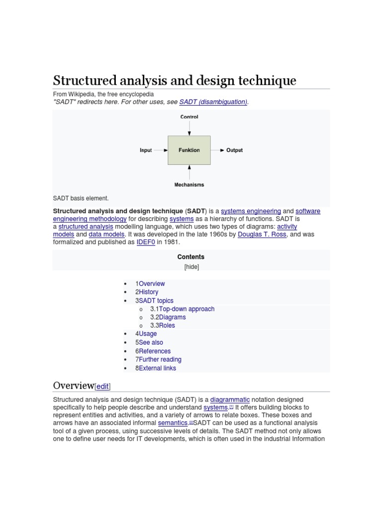 Structured Analysis And Design Technique PDF Systems Engineering