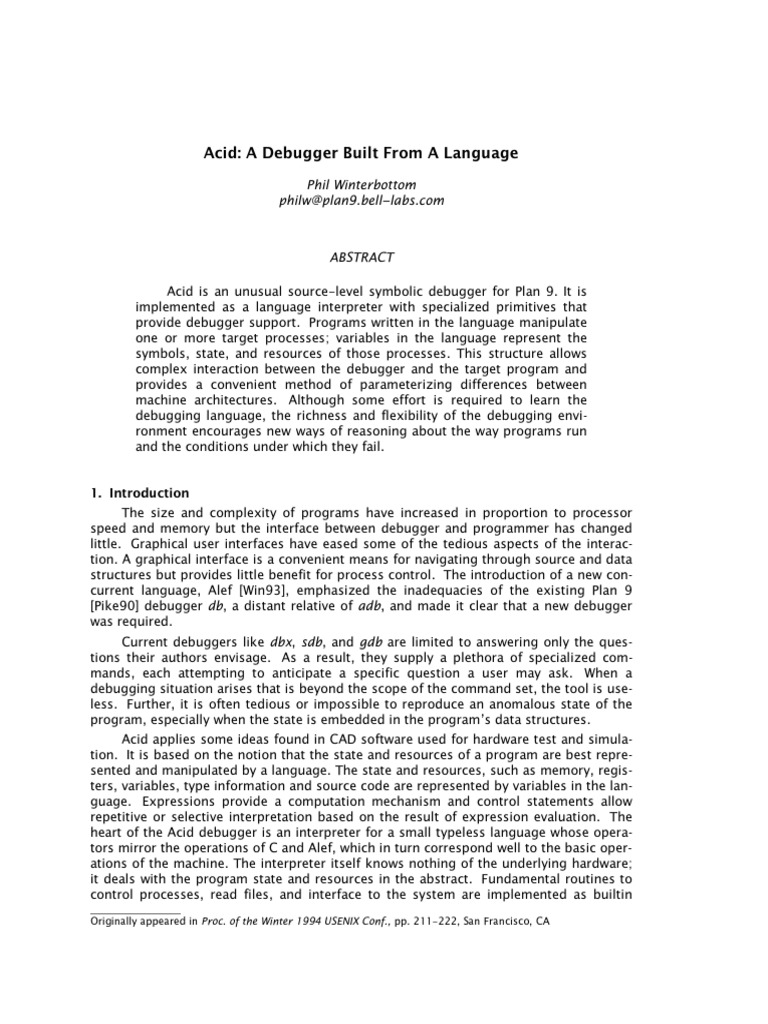 Acid A Debugger Built From A Language Pdf Variable Computer Science Subroutine