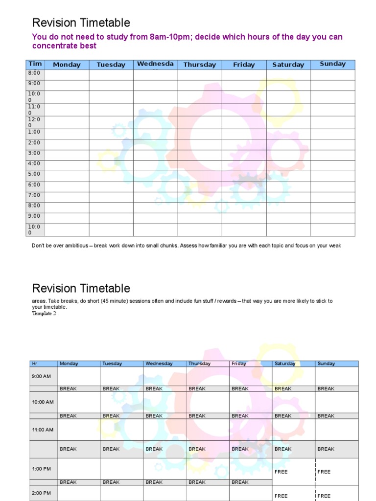 Revision Timetable | PDF