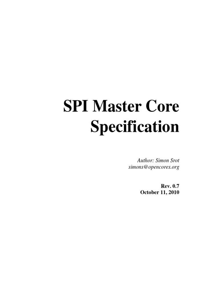 SPI Master Core Specification: Author: Simon Srot | PDF | Input/Output ...