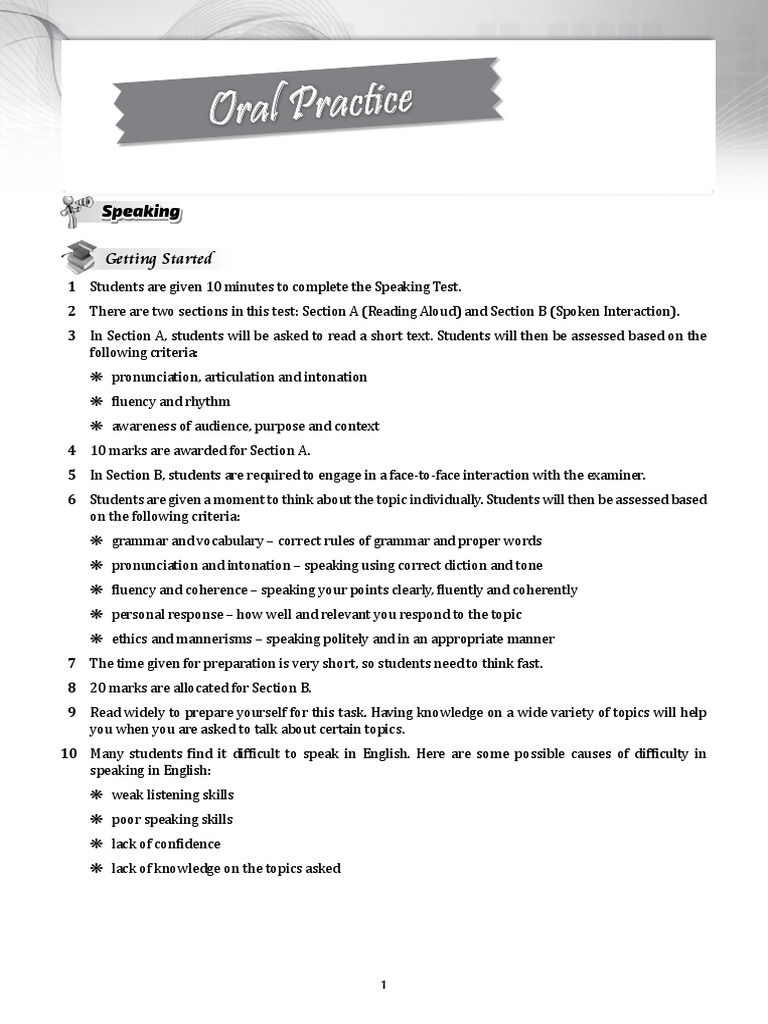English Oral Exam Practice Guide | PDF | Fluency | Test (Assessment)