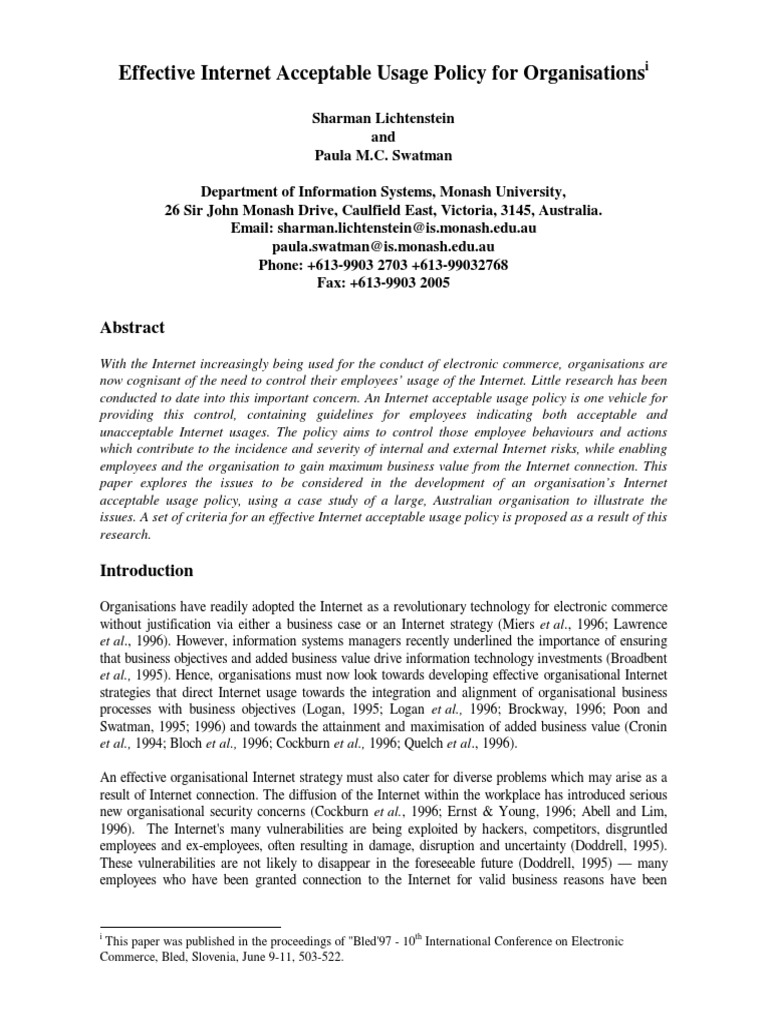 Acceptable Usage Policy | Download Free PDF | Computer Security | Security