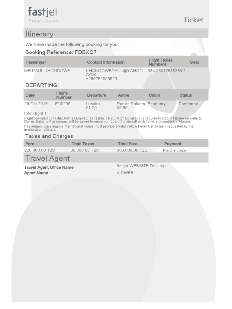 Itinerary: Booking Reference: FDBXQ7 | PDF