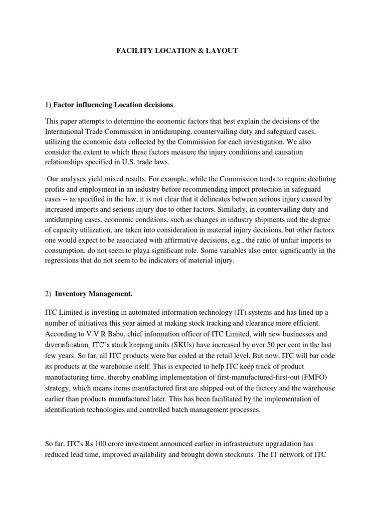 Facility Location & Layout | PDF | Leadership | Strategic Leadership