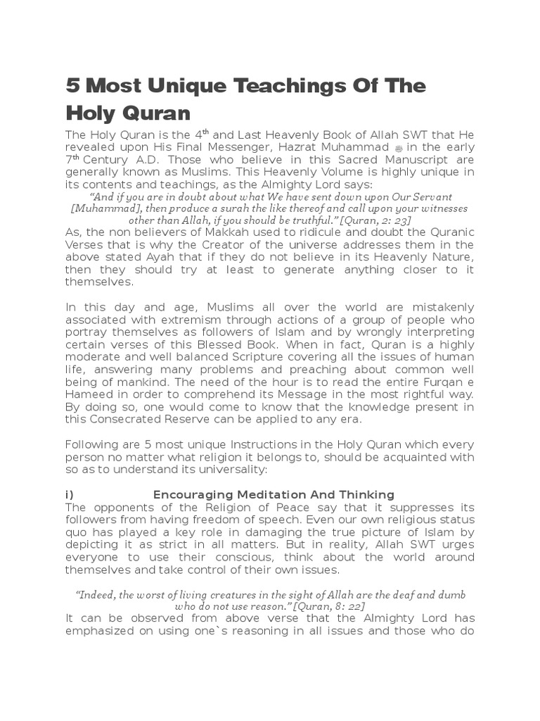 The Holy Quran | PDF | Quran | Islam