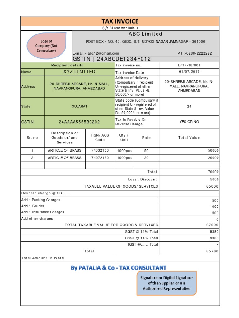 Tax Invoice: ABC Limited | PDF