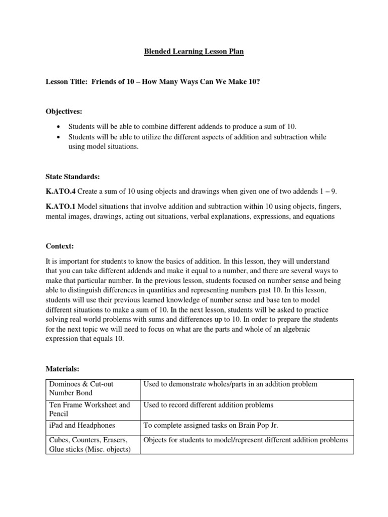 Blended Learning Lesson Plan | PDF | Lesson Plan | Quiz