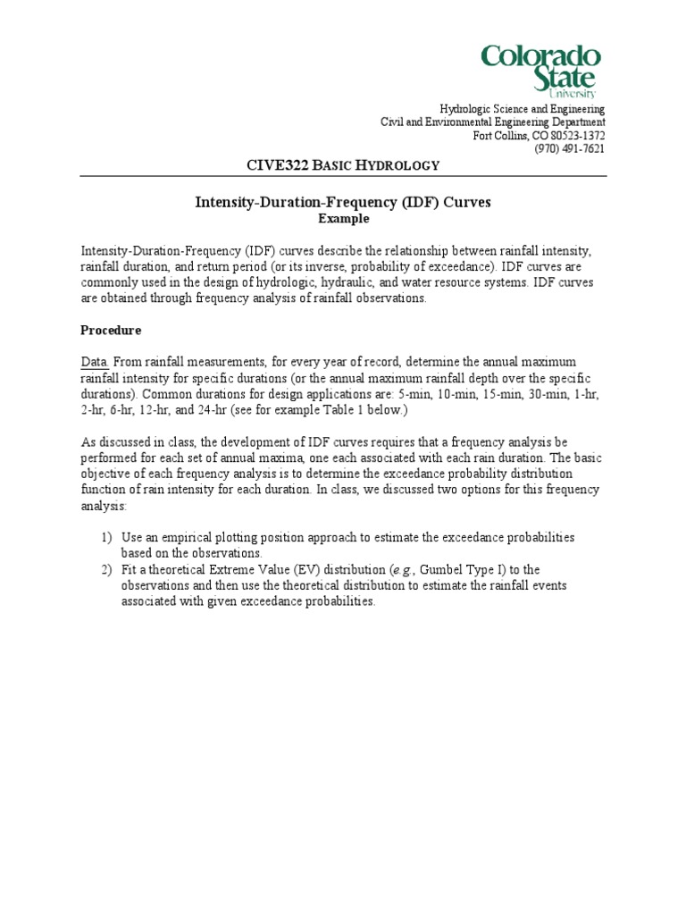 IDF Procedure | PDF | Hydrology | Rain