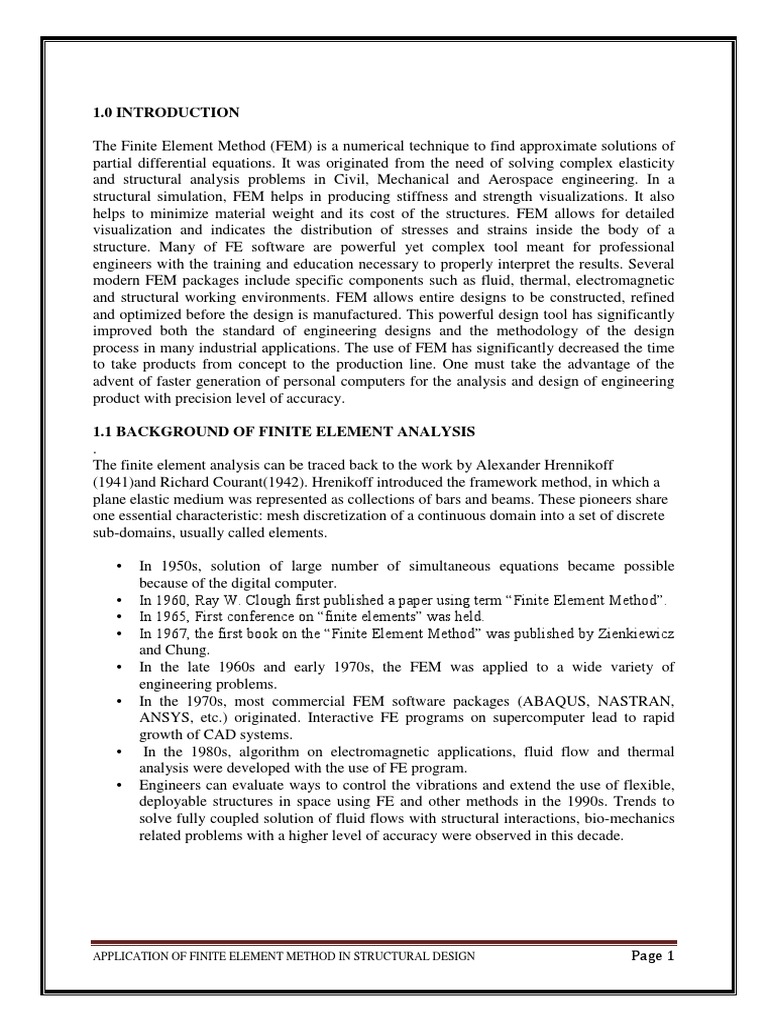 Application of Finite Element Method in Structural Design | PDF ...