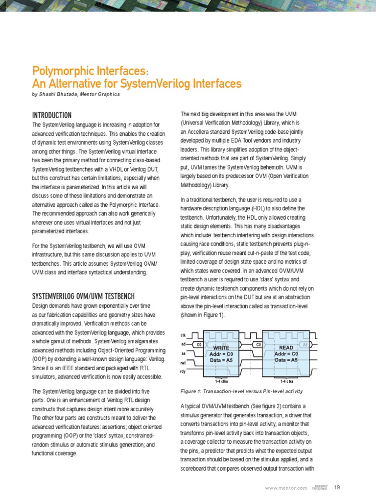 Polymorphic Interfaces An Alternative For Systemverilog Interfaces | PDF | Class (Computer ...