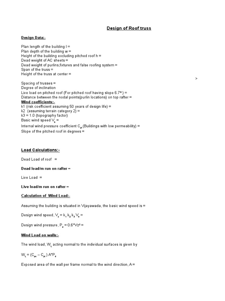 Roof Truss Design | PDF | Truss | Civil Engineering