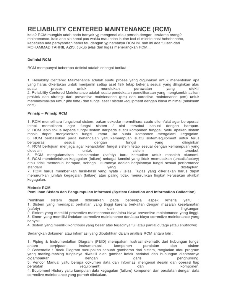 Panduan Lengkap Reliability Centered Maintenance (RCM) | PDF | Komputer