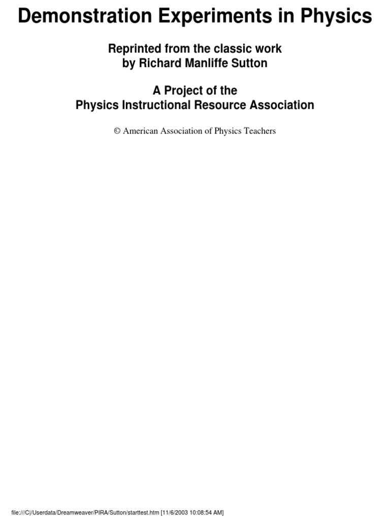 Demonstration Experiments in Physics | PDF