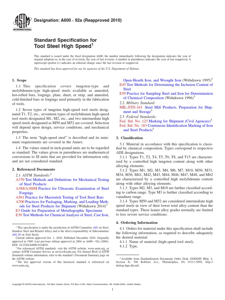 ASTM A 600 - 92a (2010) | PDF | Steel | Industrial Processes