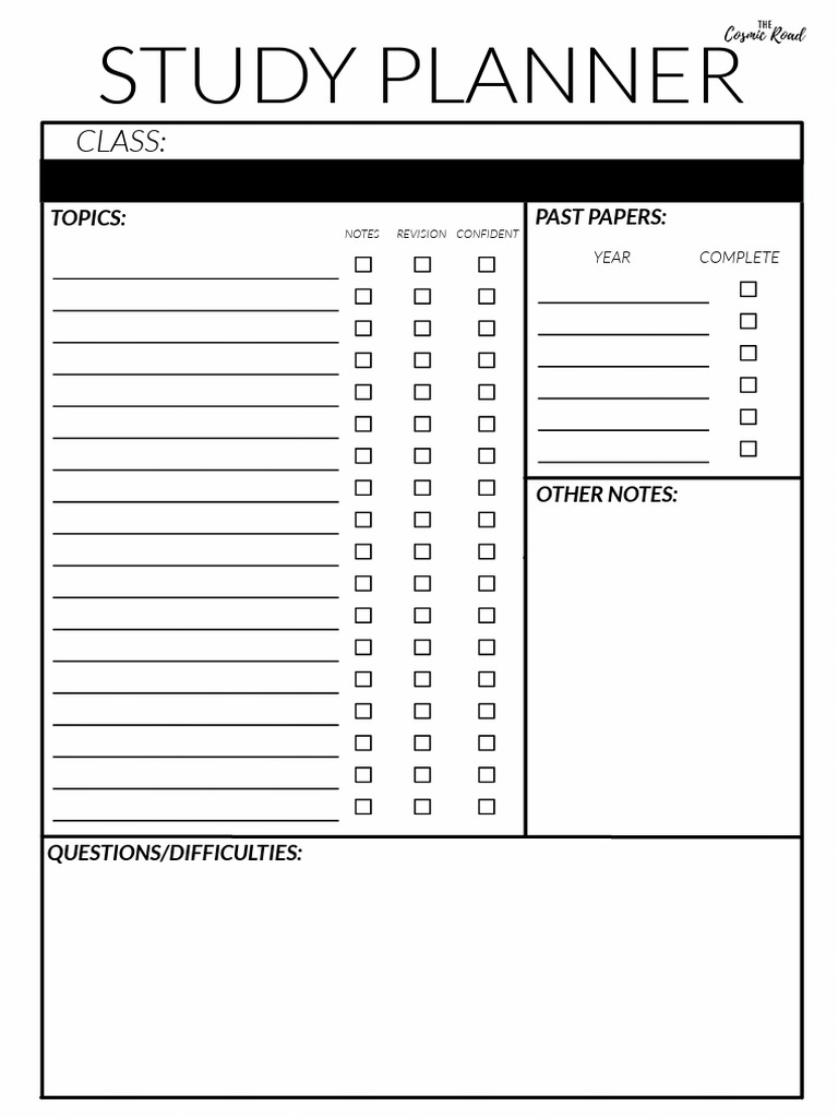 Class Study Planner PDF | PDF